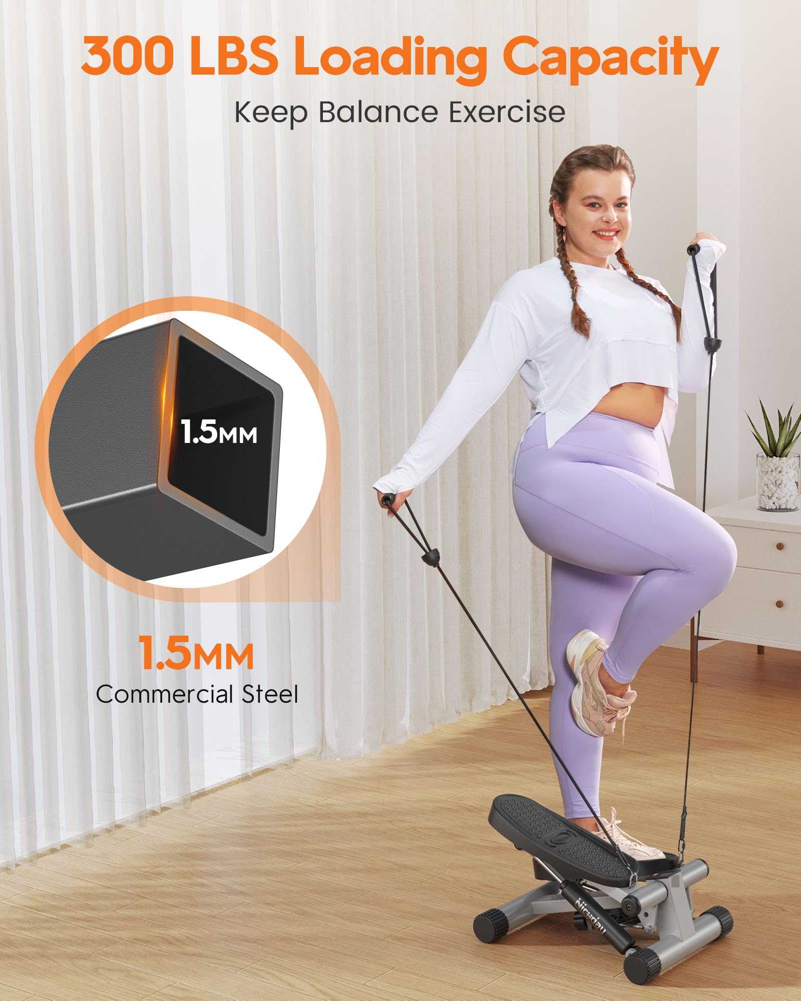 Niceday Steppers for Exercise, Stair Stepper with Resistance Bands, Mi ...