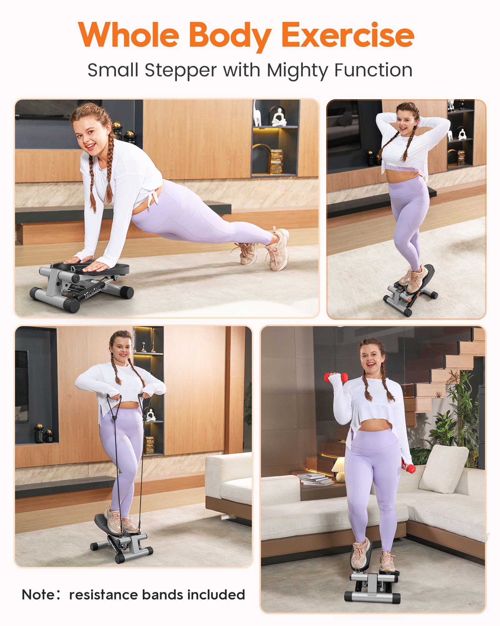 Niceday Steppers for Exercise, Stair Stepper with Resistance Bands, Mi ...