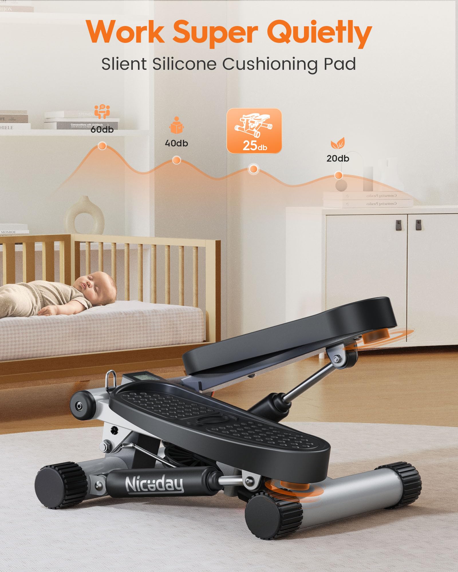 Niceday Steppers for Exercise, Stair Stepper with Resistance Bands, Mi ...